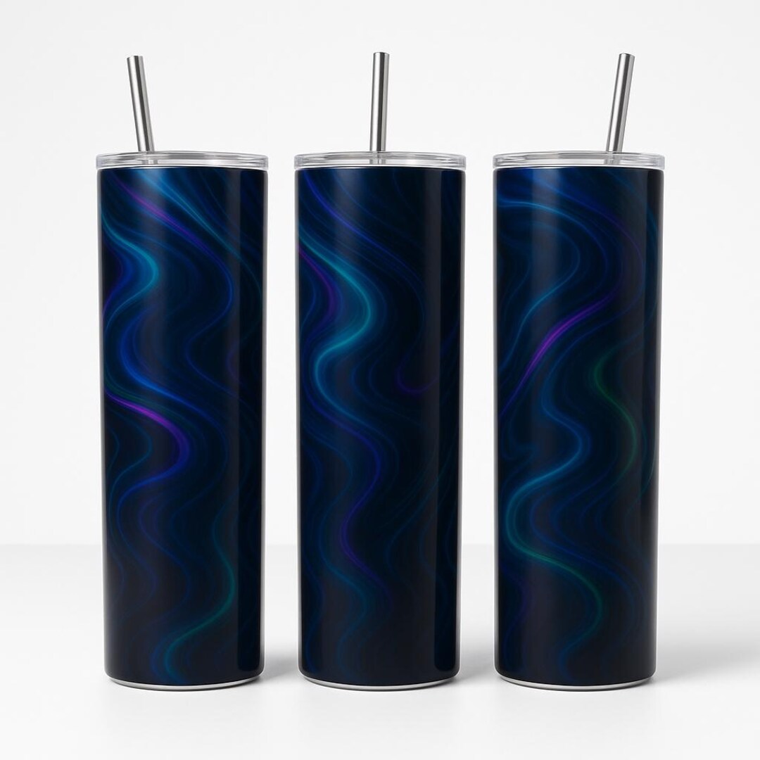 Oil Slick Neon Tumbler Wrap – Iridescent 20oz Skinny Tumbler Design ...