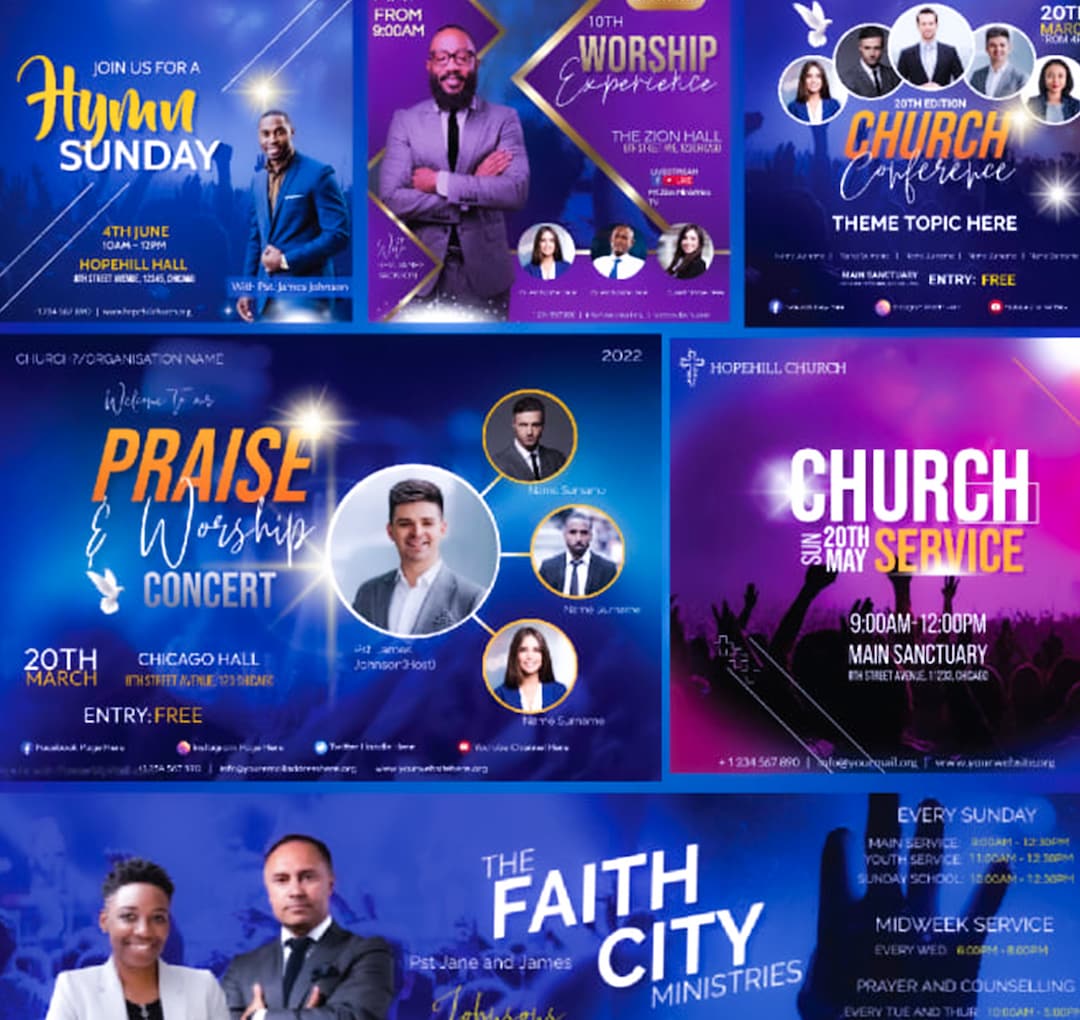Church Flyers Bundle , Anniversaries, and More | Customizable Templates ...