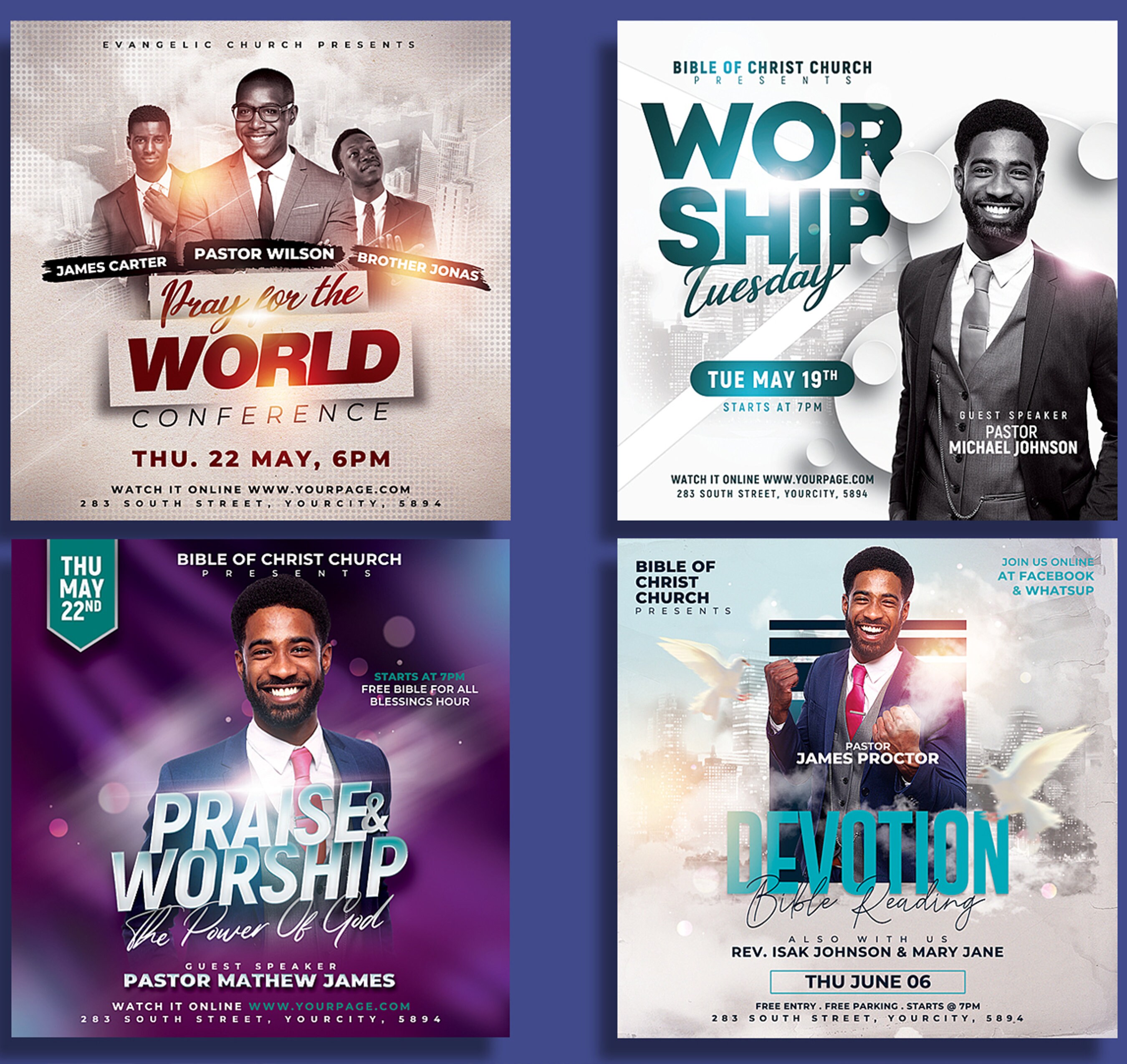 Church Flyers Bundle , Anniversaries, and More | Customizable Templates ...