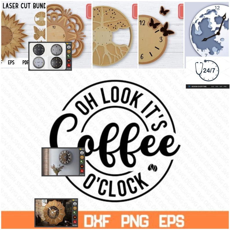 Modern Clock SVG Digital Clock Cut File, DIY Wall Clock Design, Instant ...