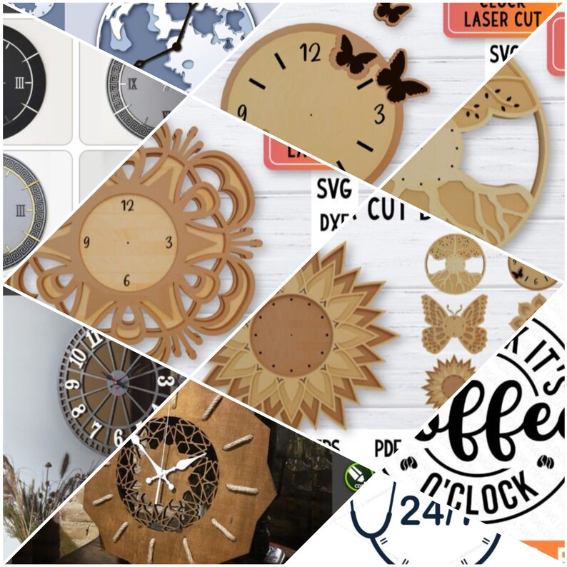 Modern Clock SVG Digital Clock Cut File, DIY Wall Clock Design, Instant ...