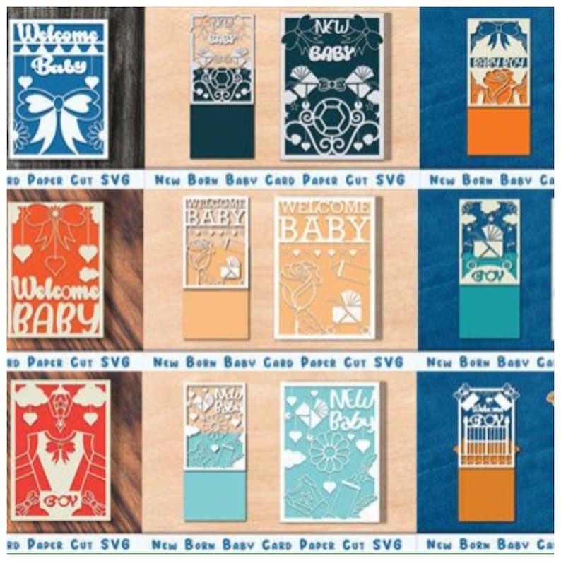 Baby Card SVG Cut Files - Adorable Baby Shower Invitation, Newborn ...