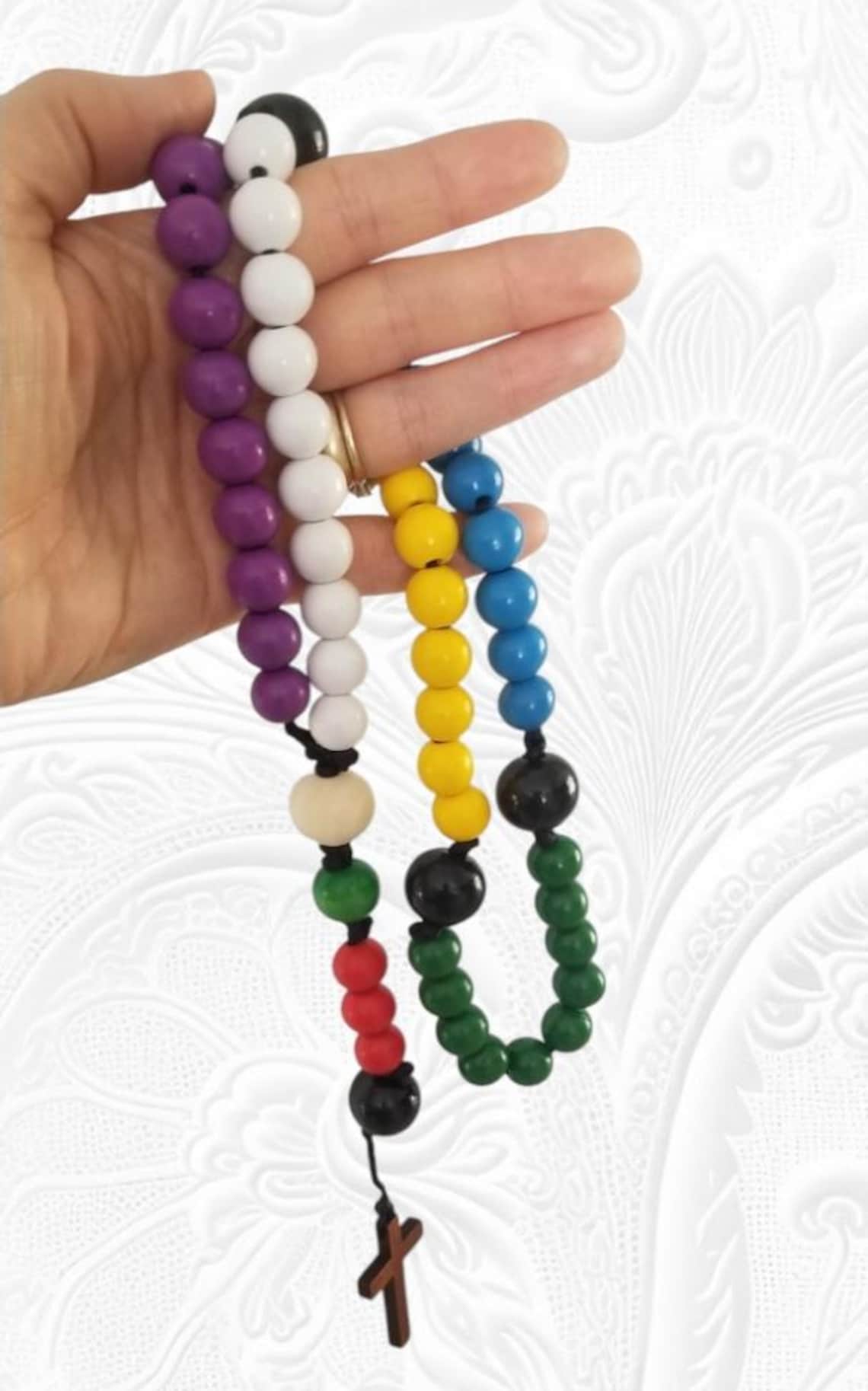 DIY Wooden Rosary Kit for Kids: Color-coded Beads & Prayer Card - Etsy