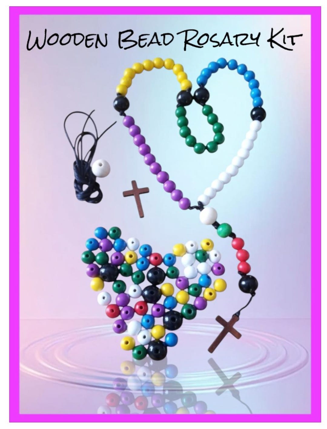 DIY Wooden Rosary Kit for Kids: Color-coded Beads & Prayer Card - Etsy