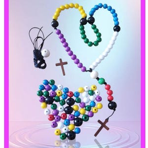 DIY Wooden Rosary Kit for Kids: Color-coded Beads & Prayer Card - Etsy