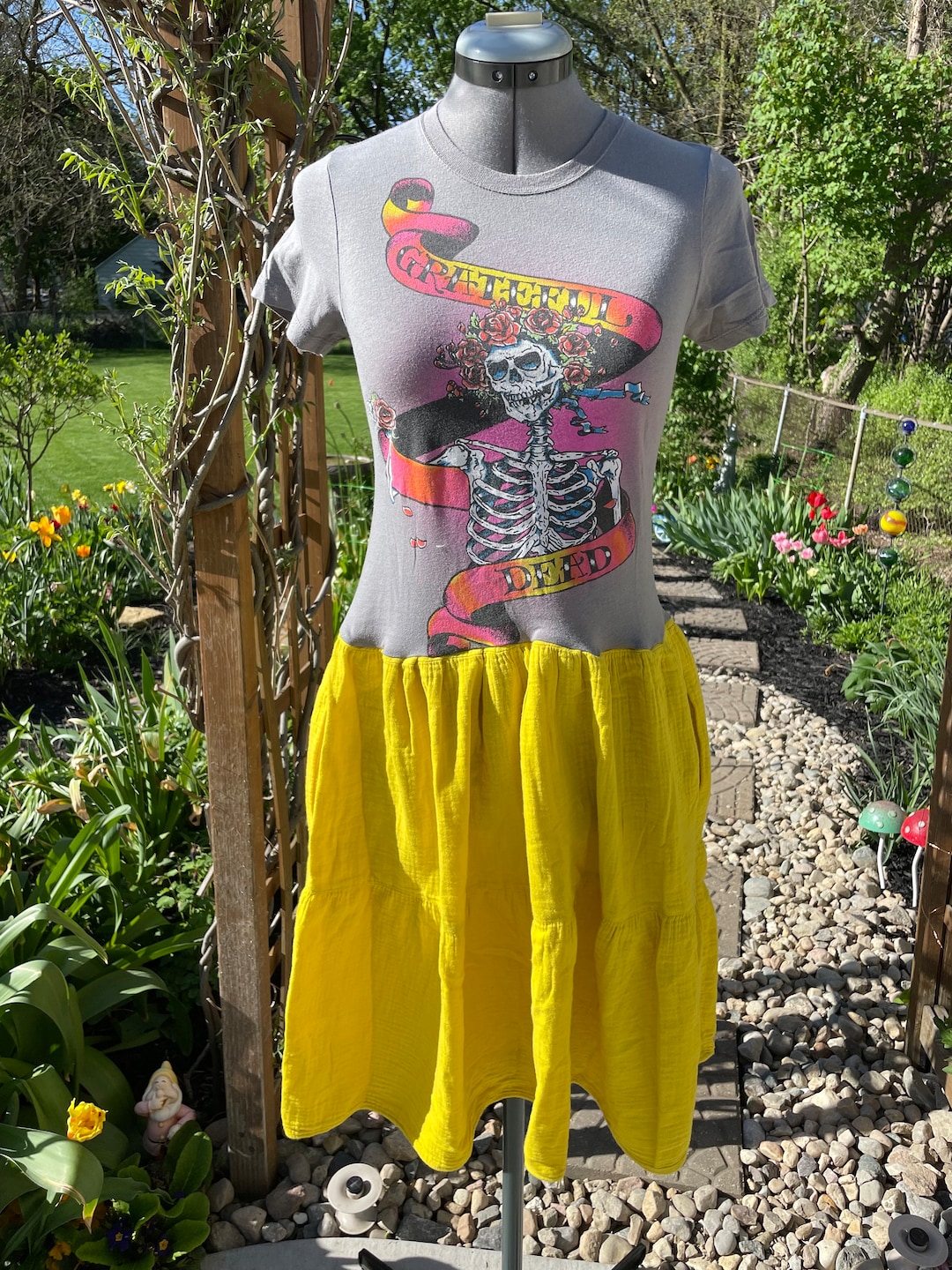 Upcycled Yellow Grateful Dead Dress - Etsy