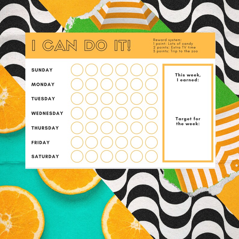 Editable Reward Chart for Kids - Etsy