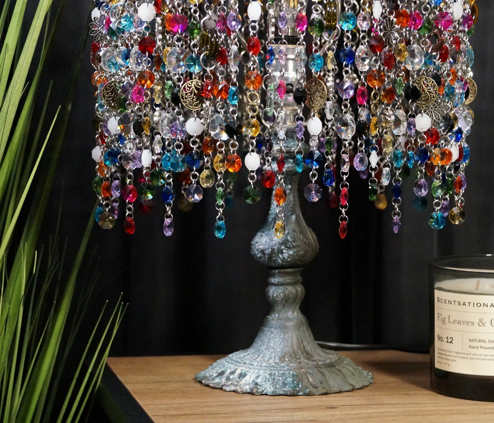 Decorative Glass Table Lamp Home Decor Glass & Wood Table Lamp Eclectic ...