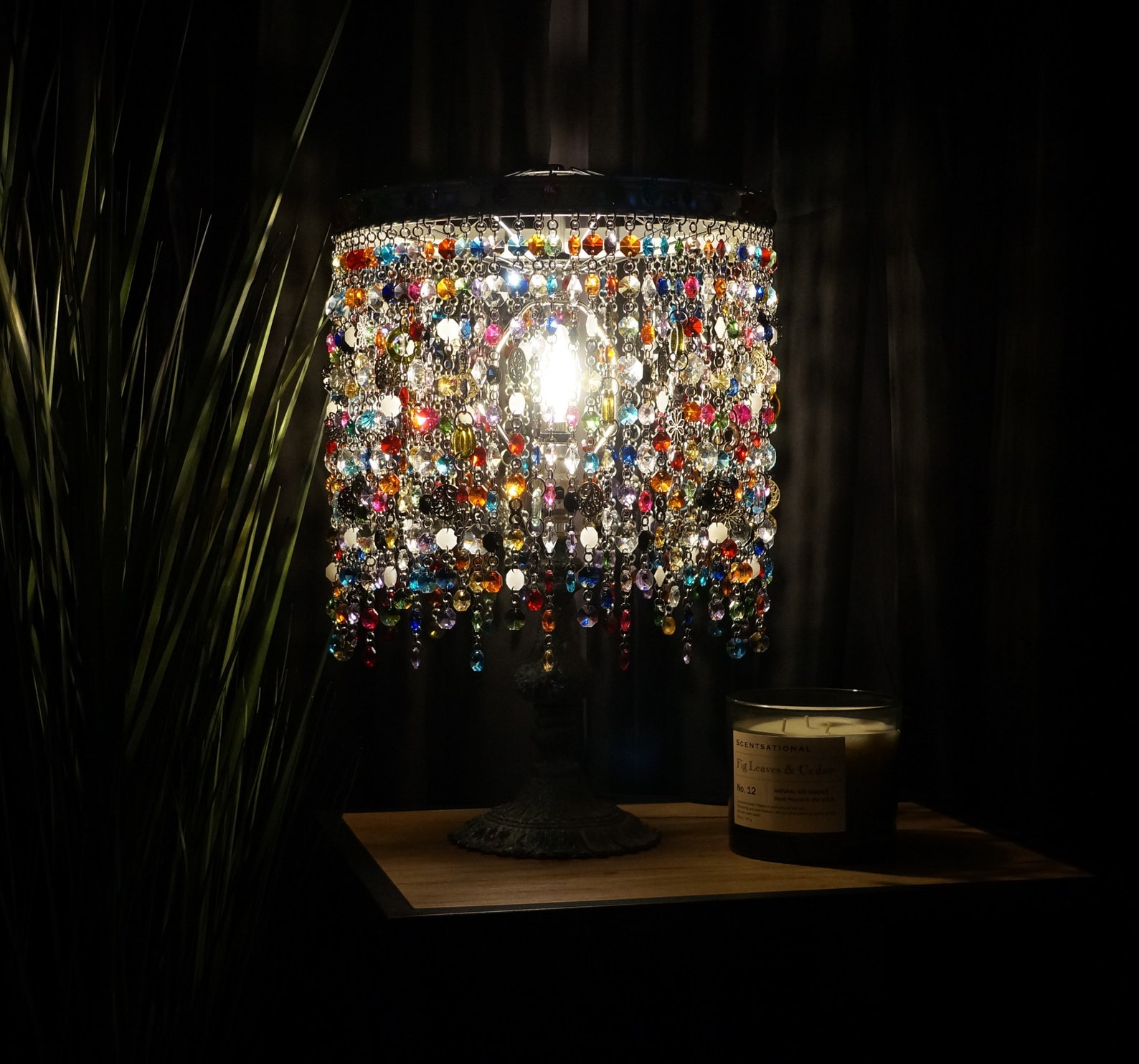 Decorative Glass Table Lamp Home Decor Glass & Wood Table Lamp Eclectic ...