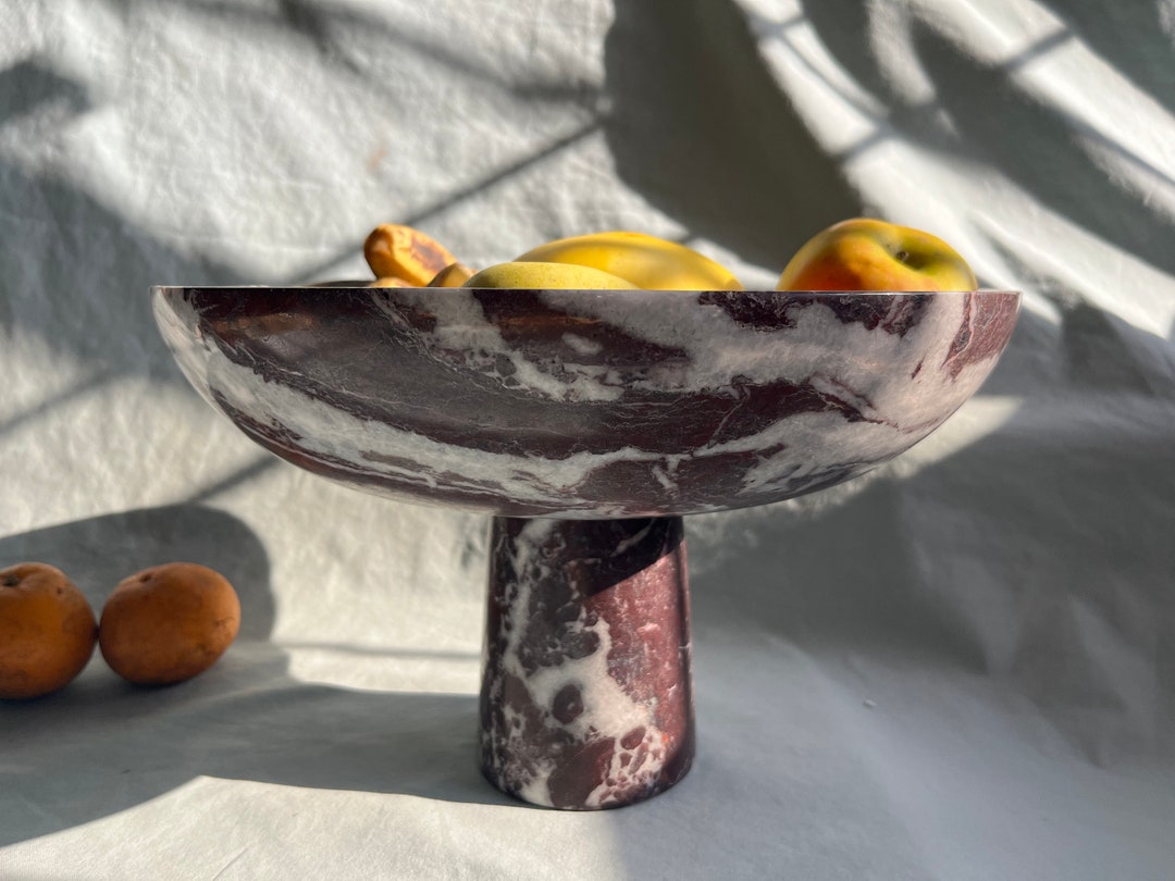 Marble Pedestal Bowl Large Marble Centerpiece Bowl Large Fruit Bowl ...