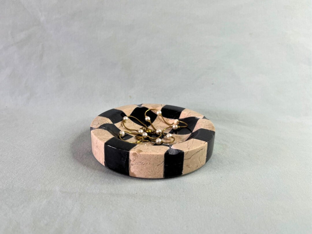 Checkered Marble Trinket Dish Catchall Jewelry Dish Stone Soap Dish ...
