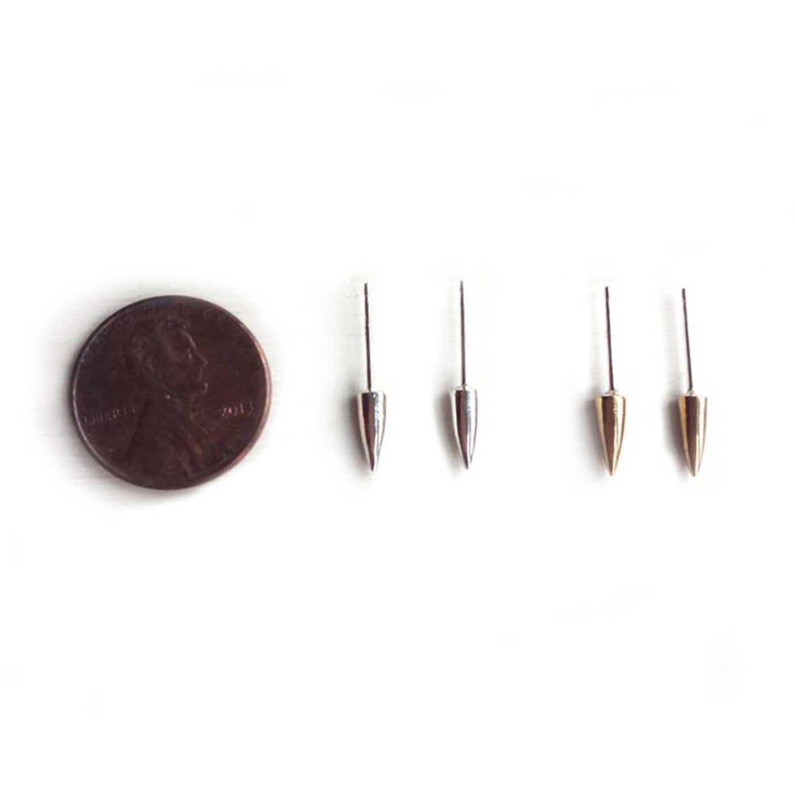 Spike Earrings Brass Spike Earrings Spiky Studs | Etsy