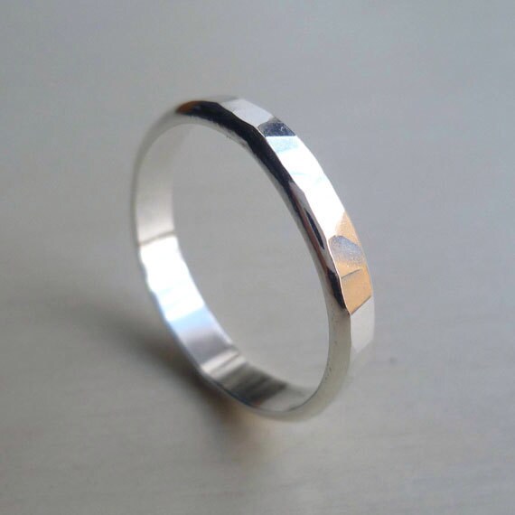 Silver Hammered Ring Sterling Silver Handmade Sparkle | Etsy