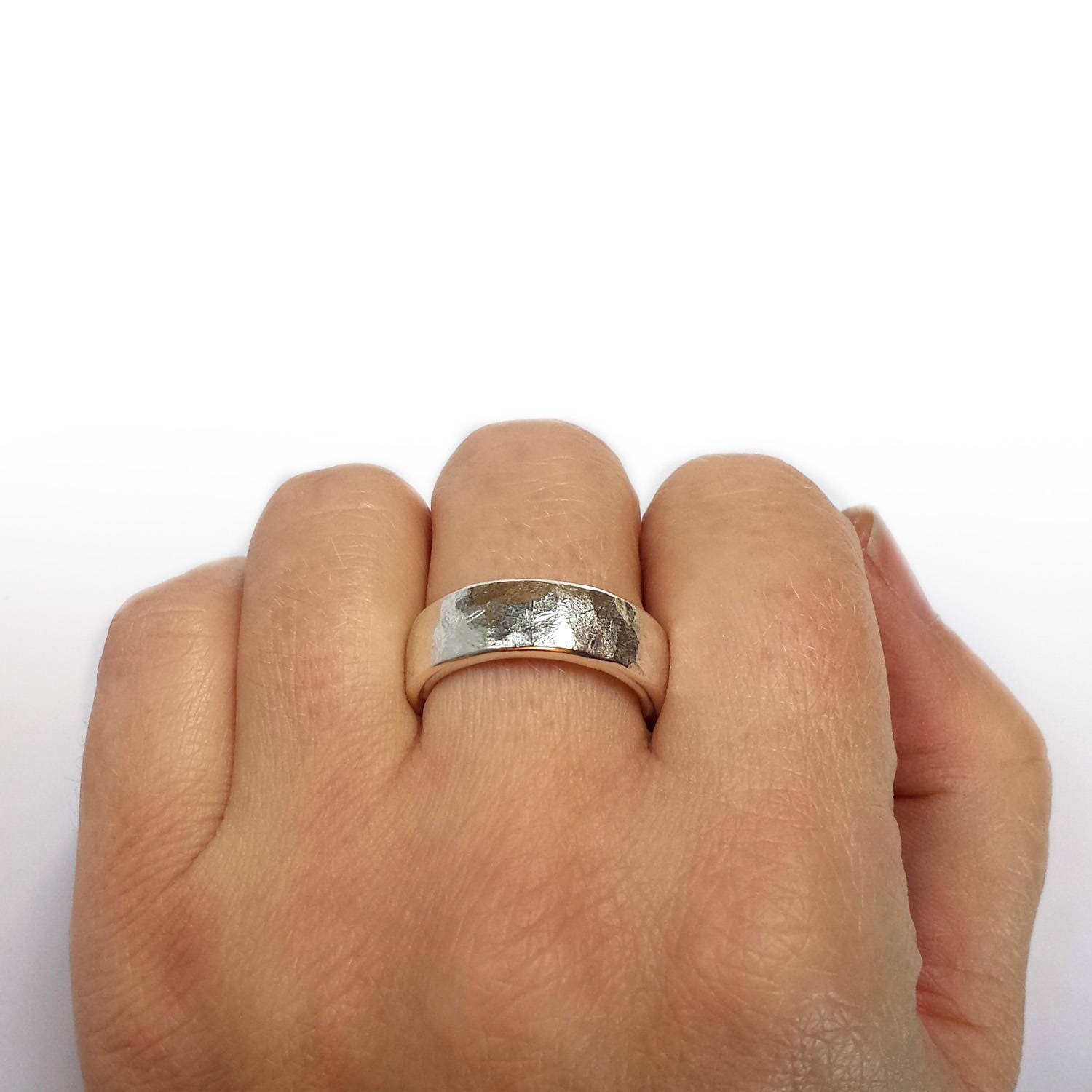 Thick Silver Ring Sterling Silver 6mm Ring Hammered Ring | Etsy