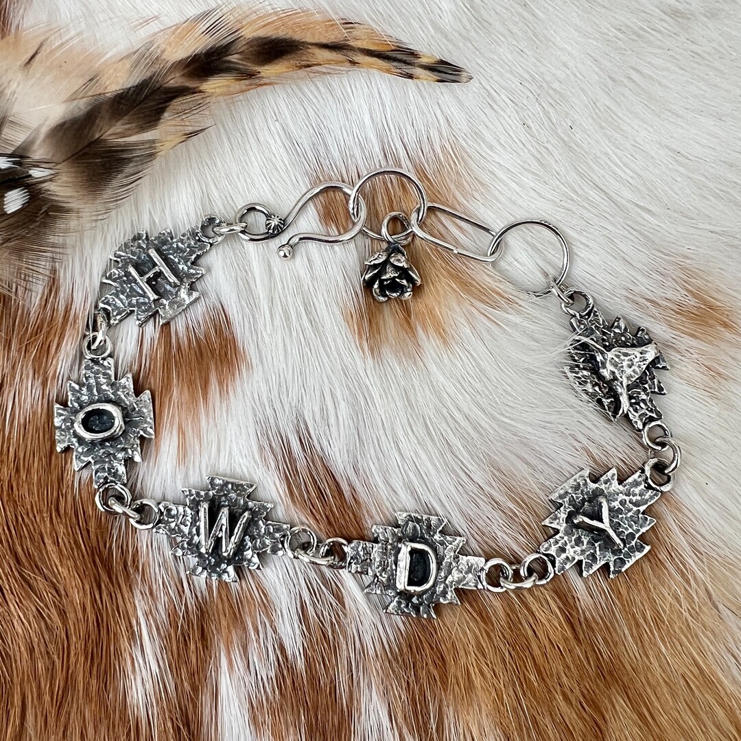 Howdy Aztec Cowgirl Sterling Silver Hand Carved Cast Bracelet, Cowgirl ...