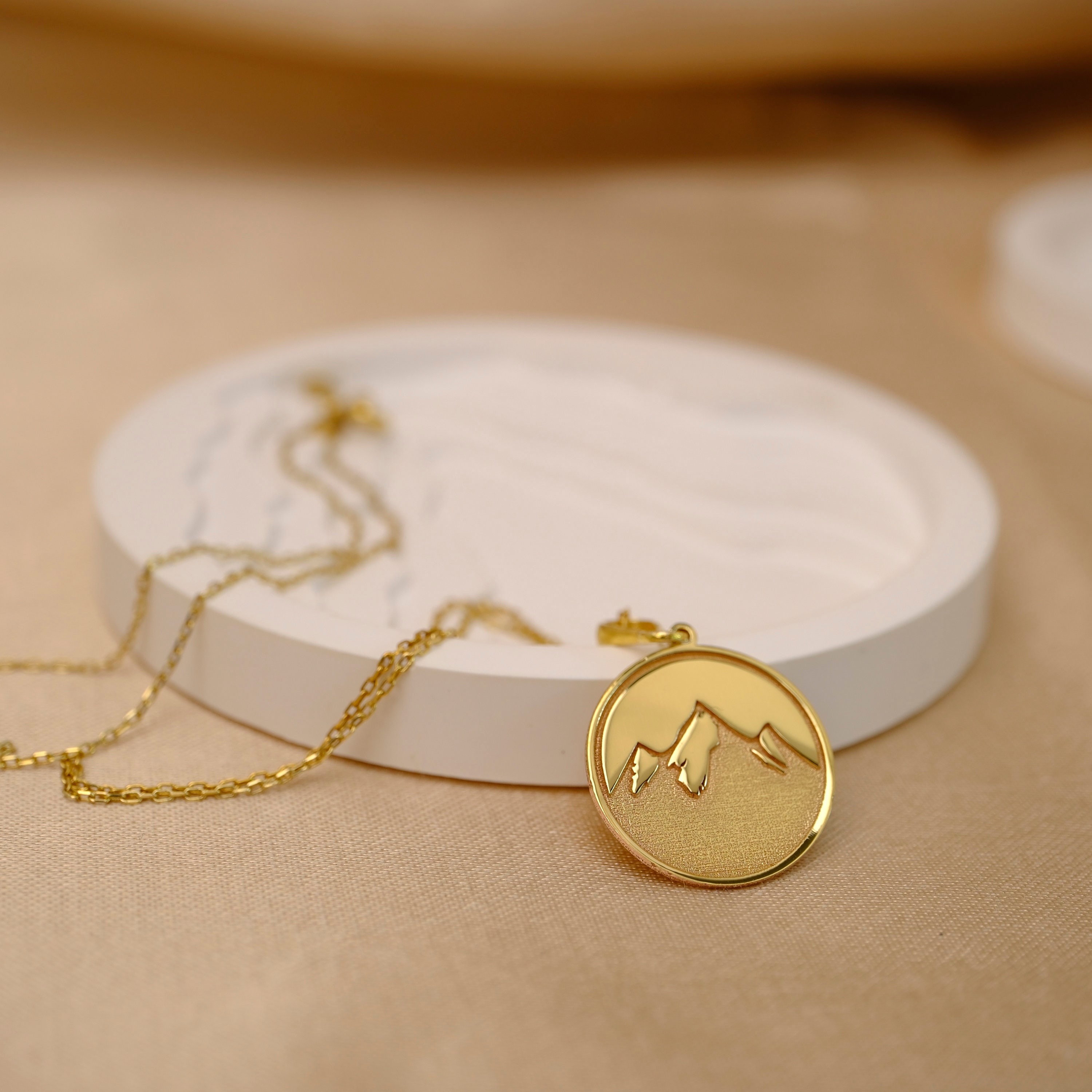 Nature Inspired Solid Gold Mountain Necklace Perfect Gift for Her - Etsy