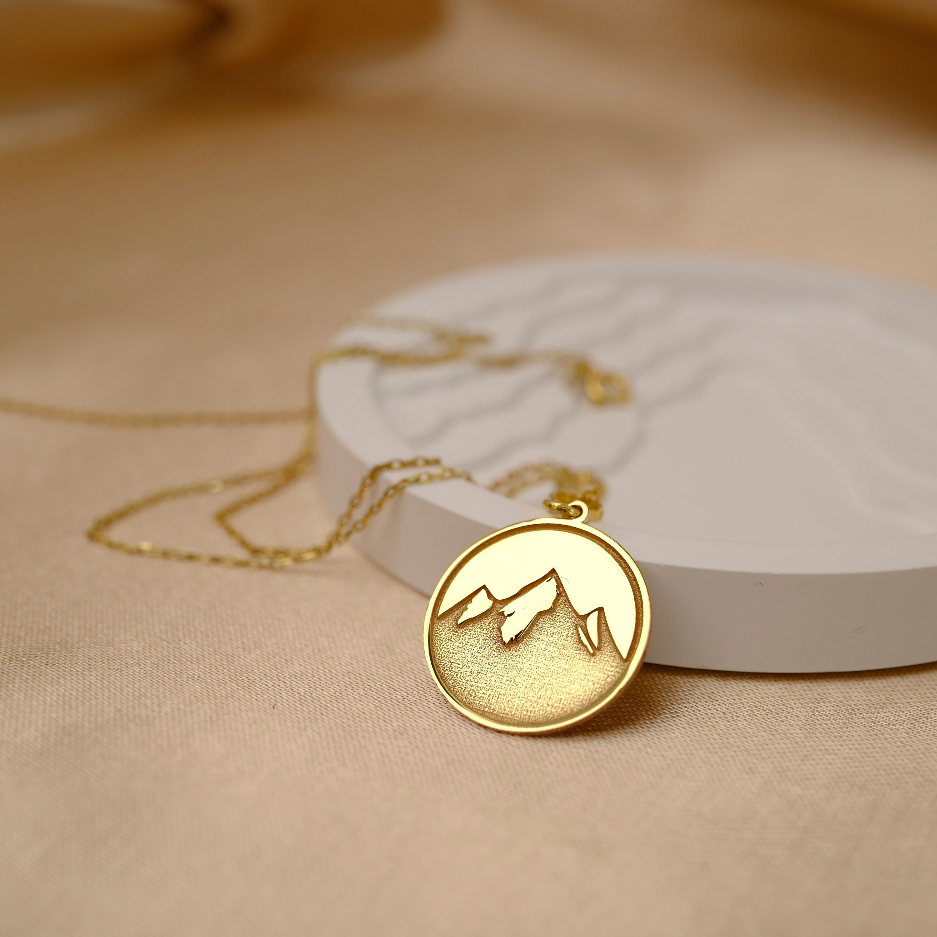 Nature Inspired Solid Gold Mountain Necklace Perfect Gift for Her - Etsy