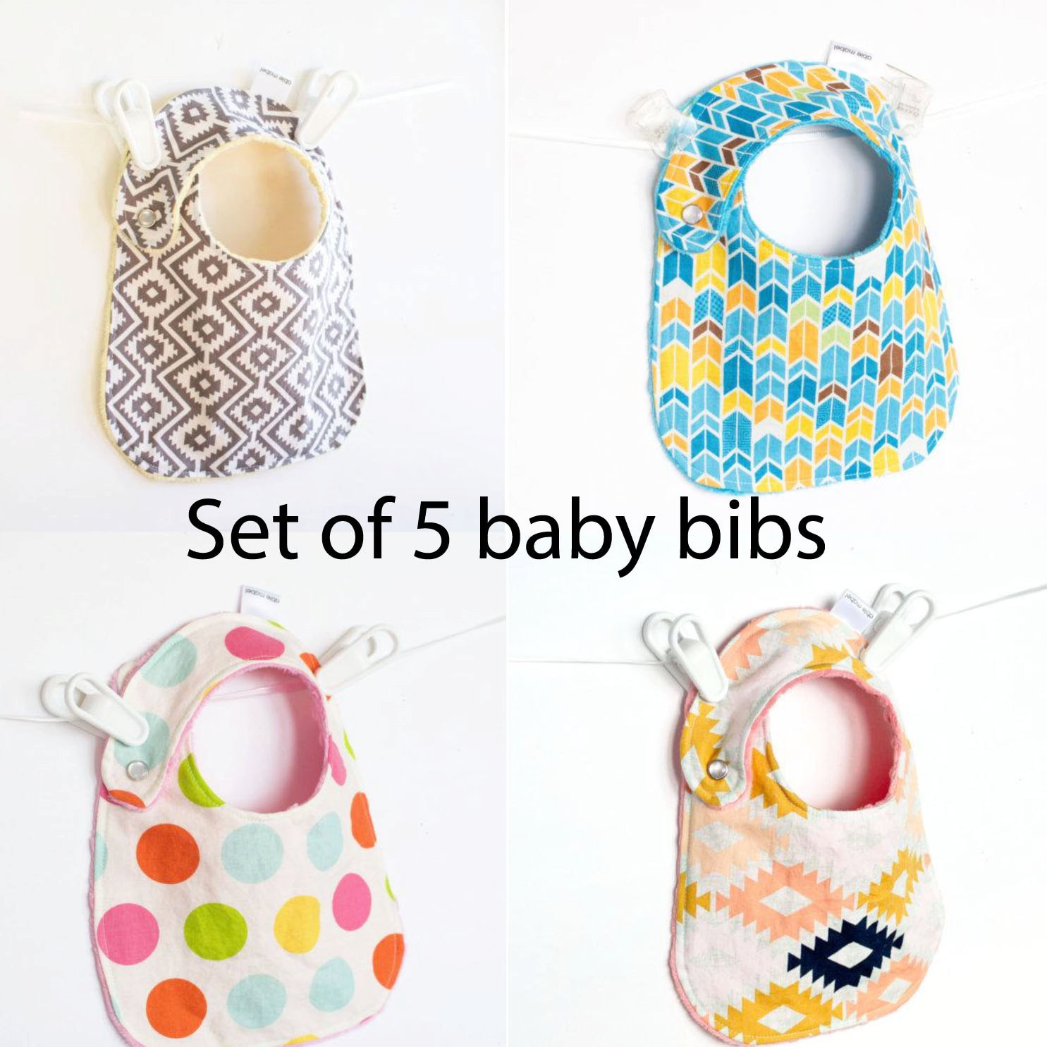 Baby Bibs Set of 5 Your Choice of Fabric Adjustable | Etsy