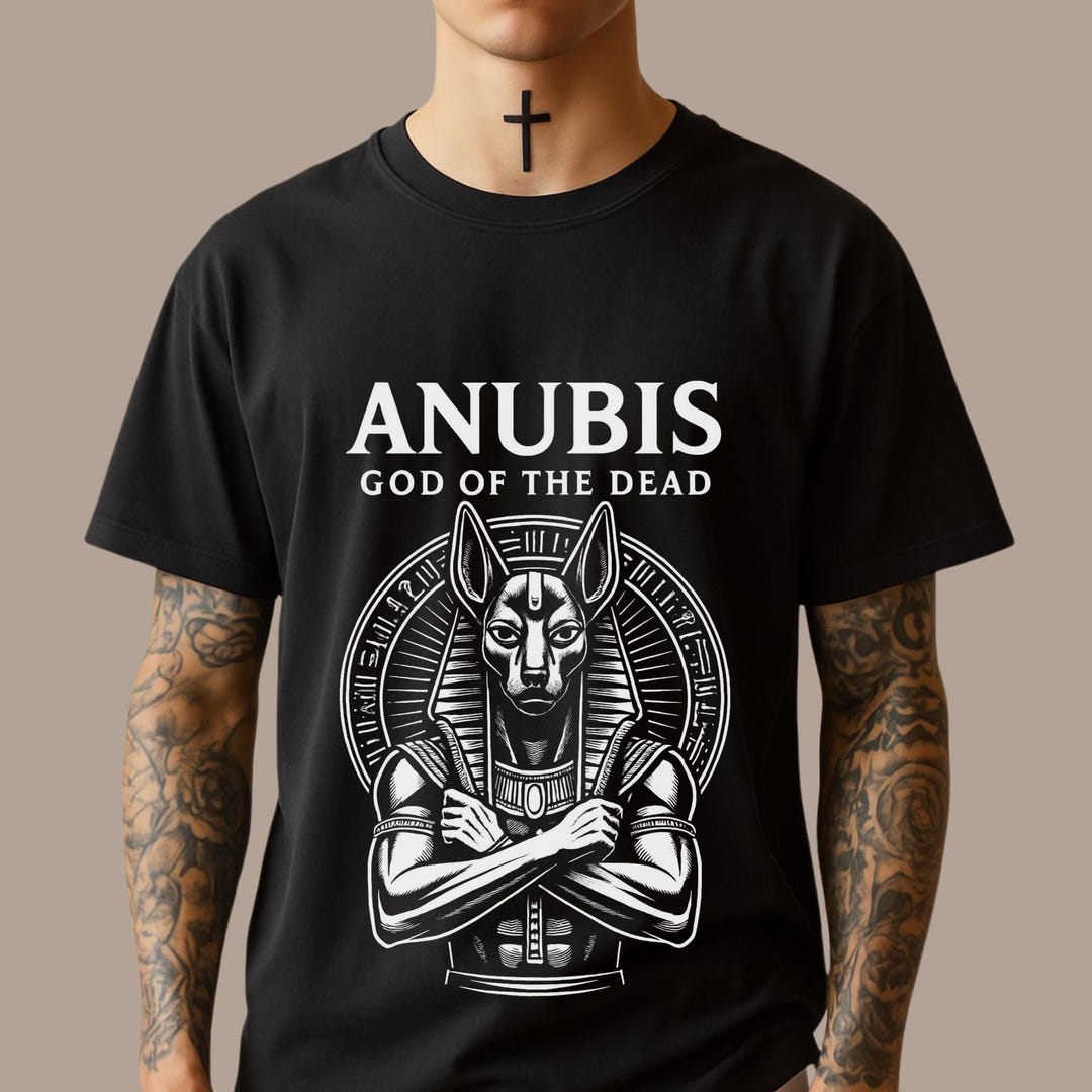 Anubis Graphic T-shirt, God of the Dead Design, Egyptian Mythology Tee ...