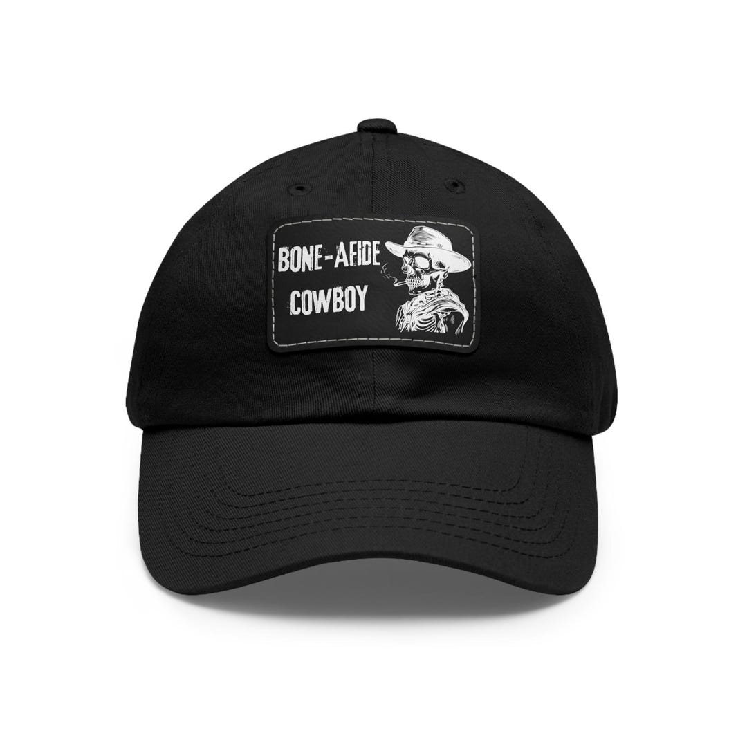 Bone-afide Cowboy Skeleton Baseball Hat, Skeleton Design on Rectangle ...