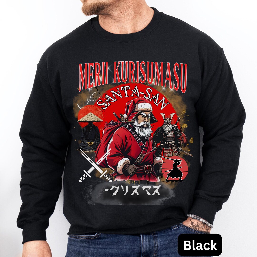 Santa Samurai Graphic Sweatshirt, Custom Kurisumasu Christmas Crewneck ...