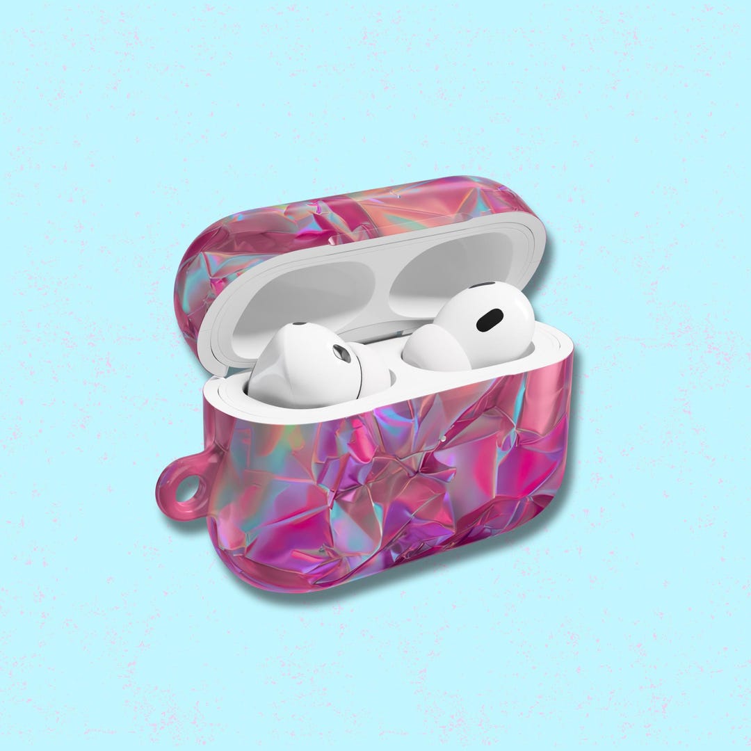 Pink Holographic AirPod Case- Pretty Cute Holo Protective Apple Case ...