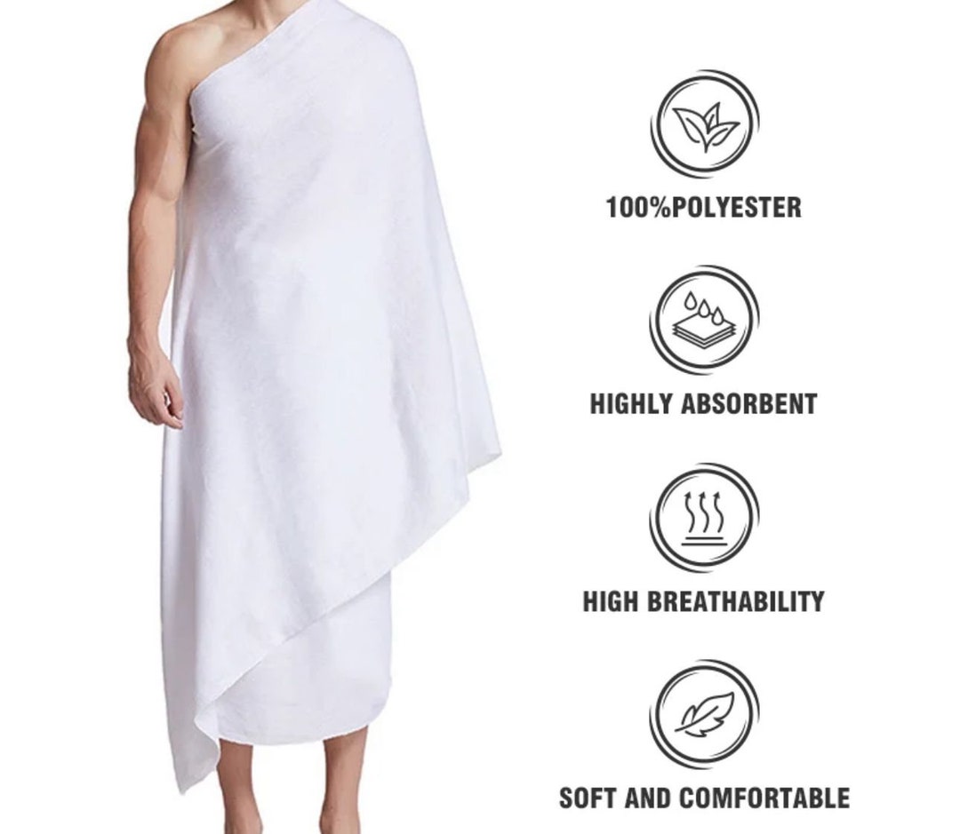Umrah and Hajj Ihram Set With Belt Package free Draw String Bag and ...