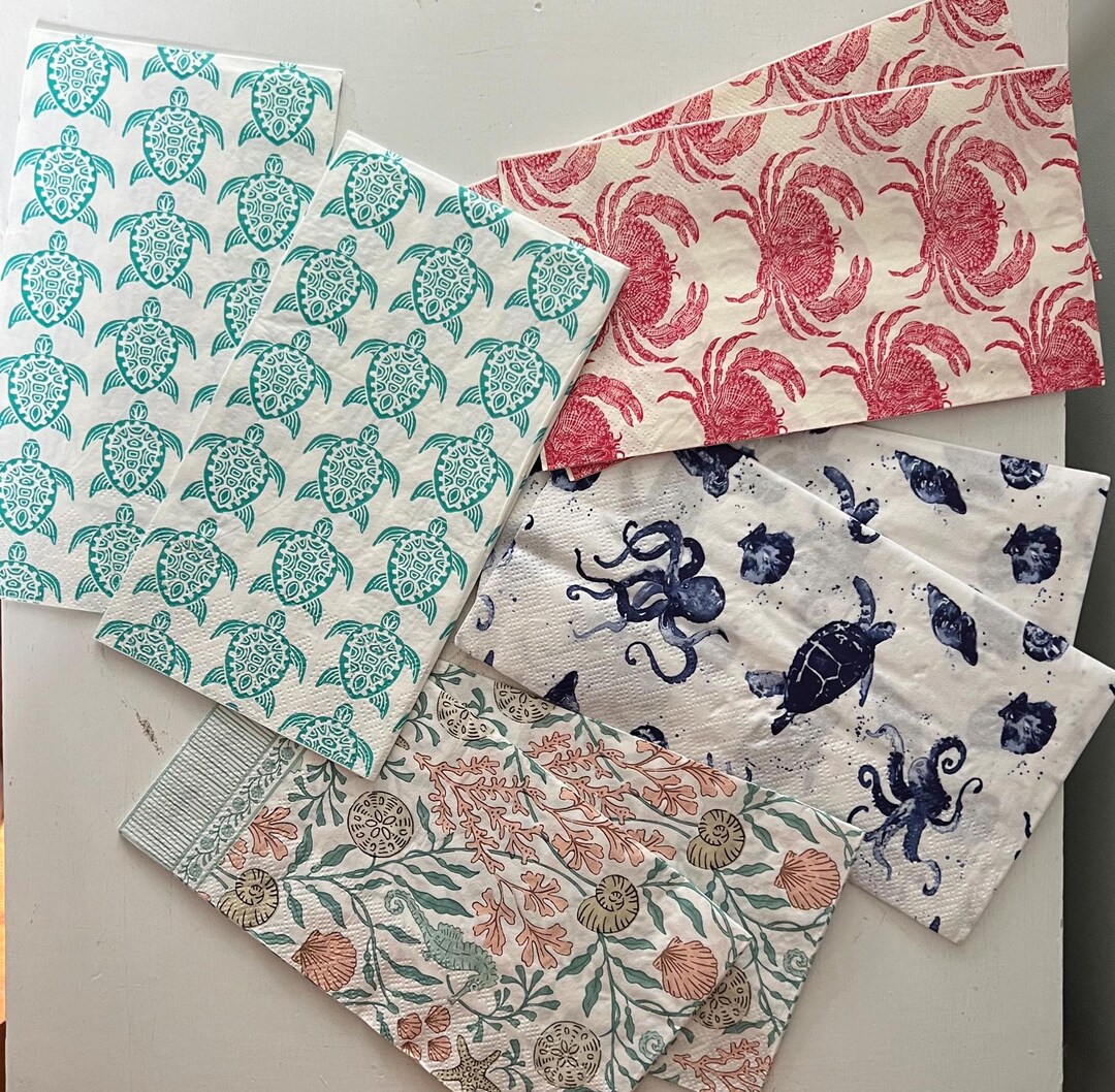 Paper Napkins for Crafts, Ocean Napkins, Beach, Decoupage, Turtles ...