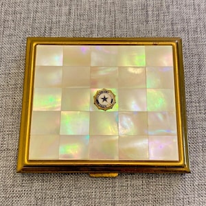 Vintage Marhill Mosaic Genuine Mother of Pearl Compact Makeup Powder ...