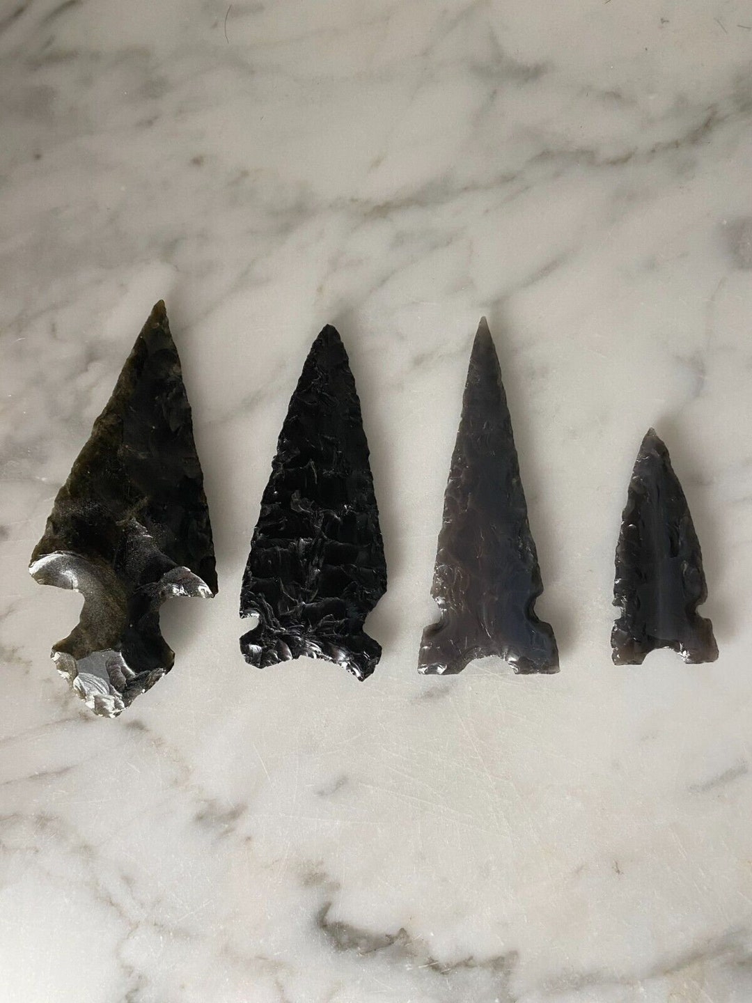 Set of Black & Rainbow Obsidian Arrowheads - Etsy