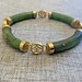 Vintage Alaskan Jade Curved Bar & Gold Clad Chinese Symbols Link ...