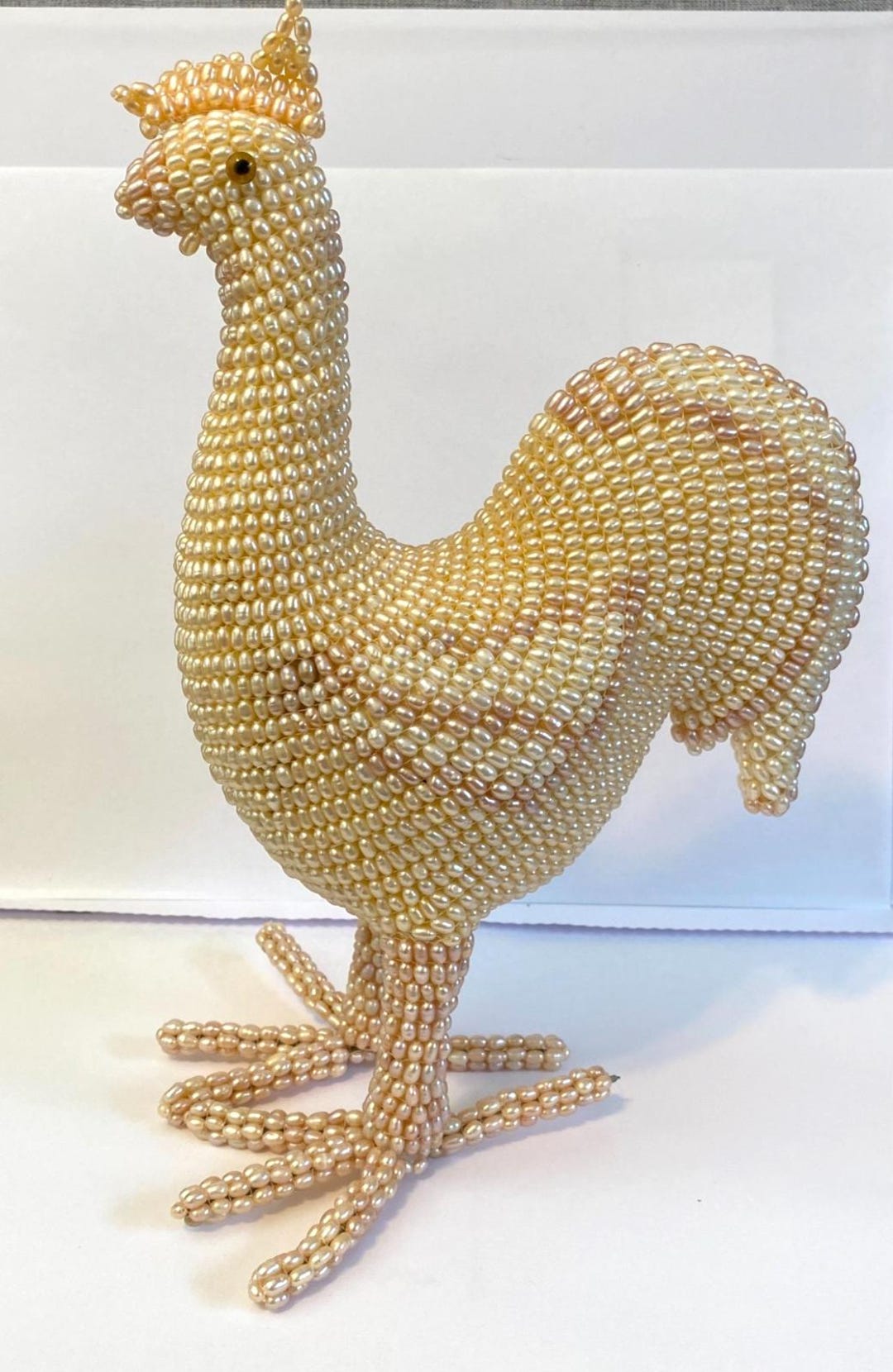 Vintage Beaded Freshwater Pearls Wired Rooster Figure Handcrafted - Etsy