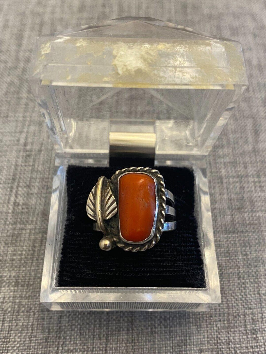 Vintage Native American Feather Coral Sterling Silver Ring Size 7 - Etsy