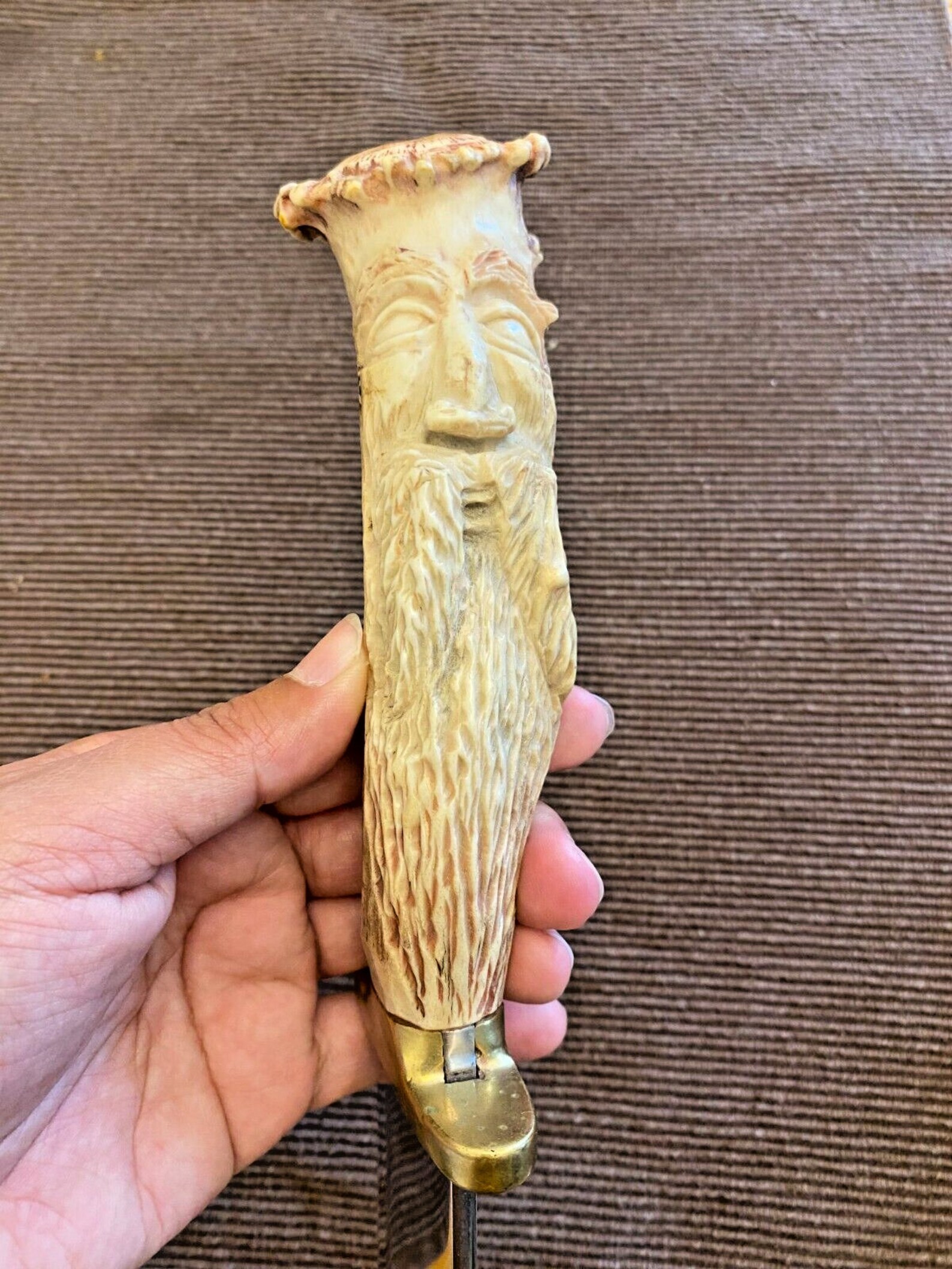 Large Custom Stag 17" Hunting Knife With Carved Handle - Etsy