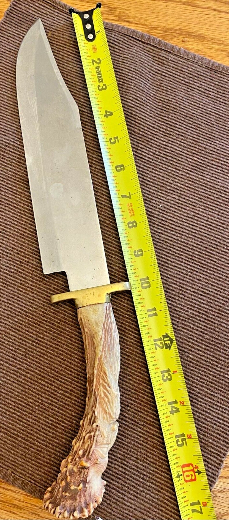 Large Custom Stag 17" Hunting Knife With Carved Handle - Etsy