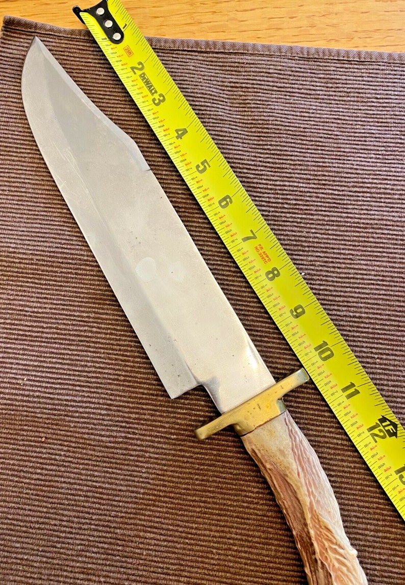 Large Custom Stag 17" Hunting Knife With Carved Handle - Etsy