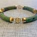 Vintage Alaskan Jade Curved Bar & Gold Clad Chinese Symbols Link ...