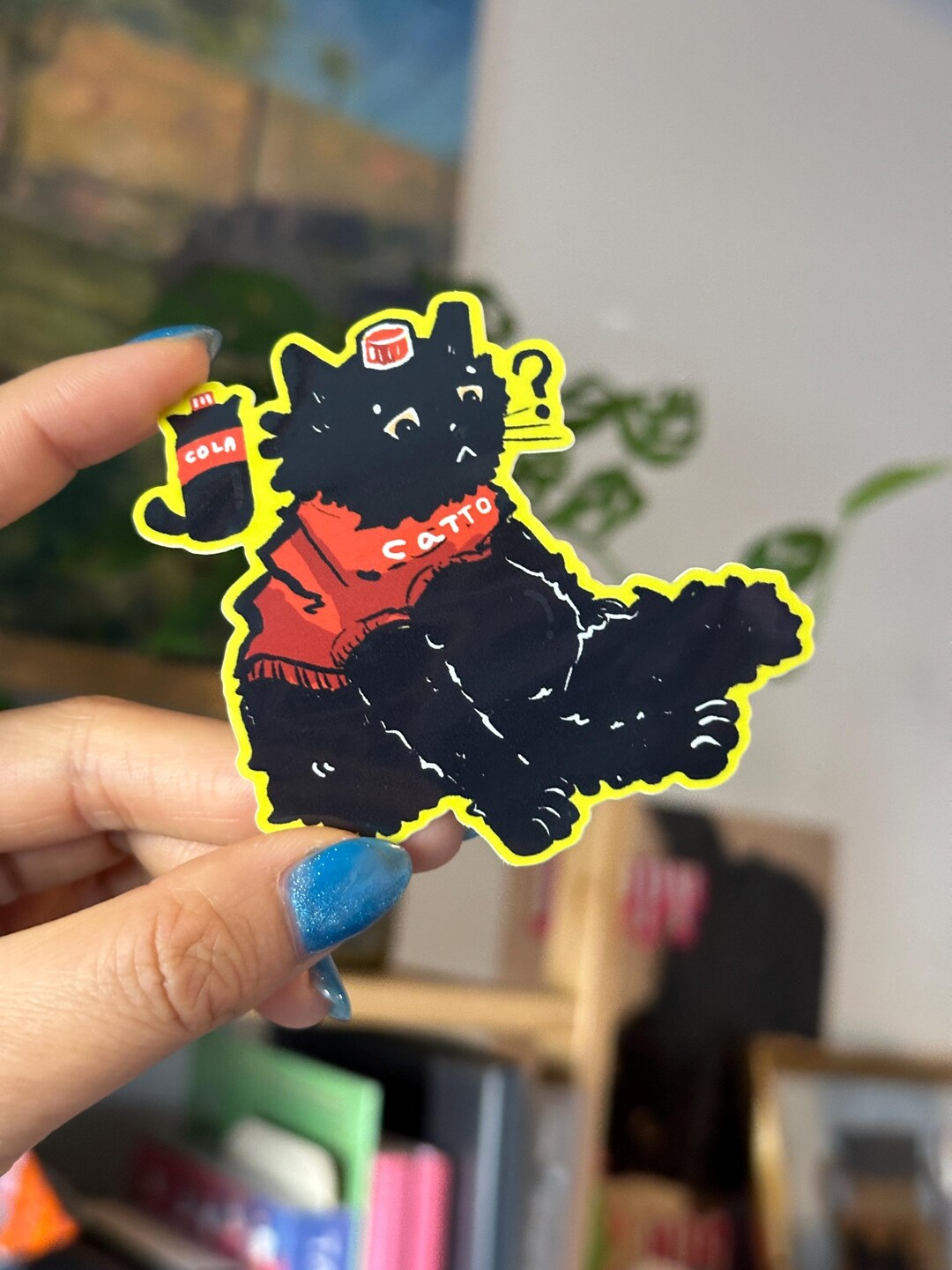 Funny Silly Cute Black Cat Cosplay Coca Cola Coke Glossy Vinyl ...