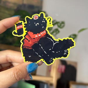 Funny Silly Cute Black Cat Cosplay Coca Cola Coke Glossy Vinyl ...