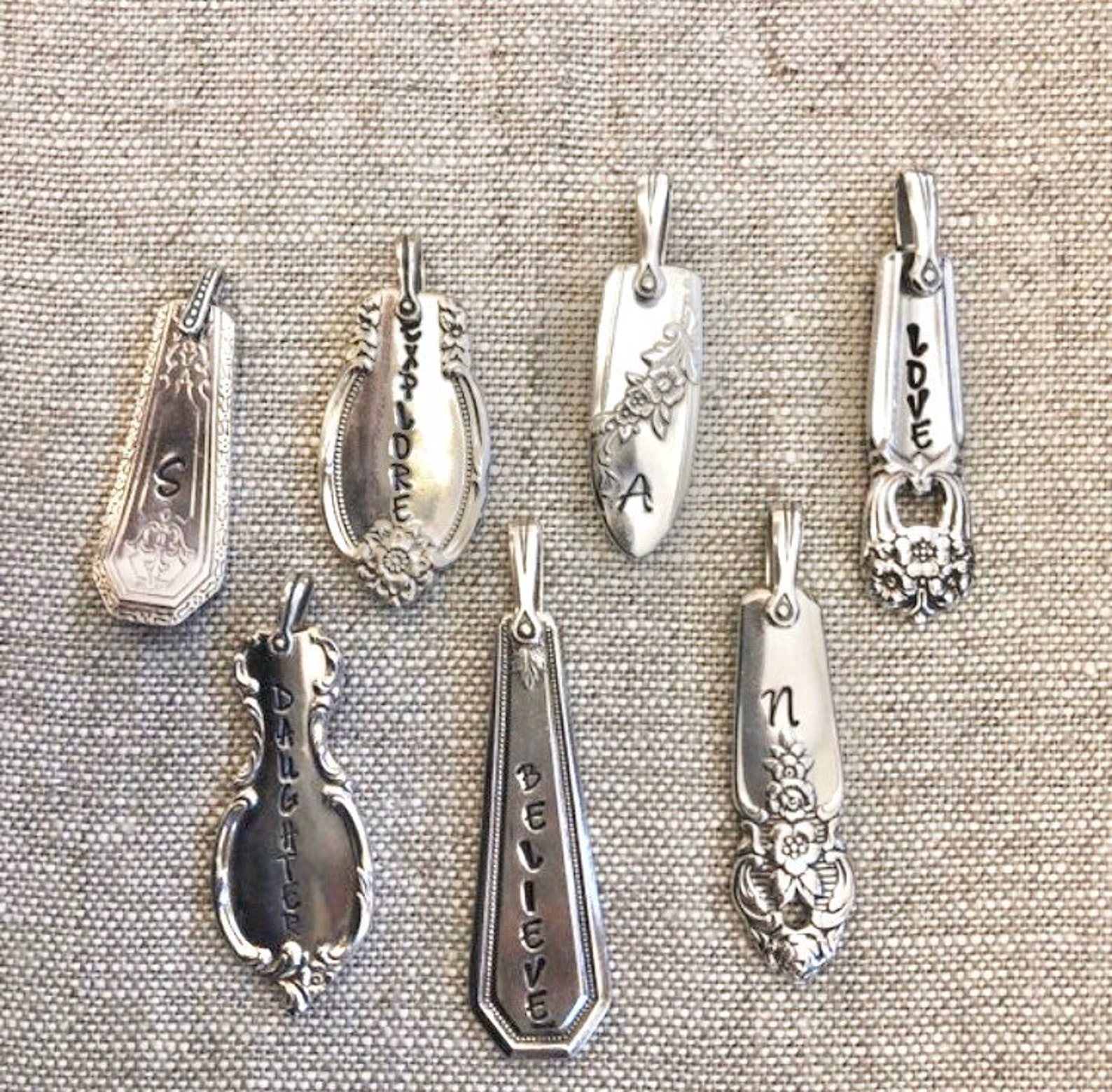 Stamped Initial Spoon Handle Pendant - Etsy