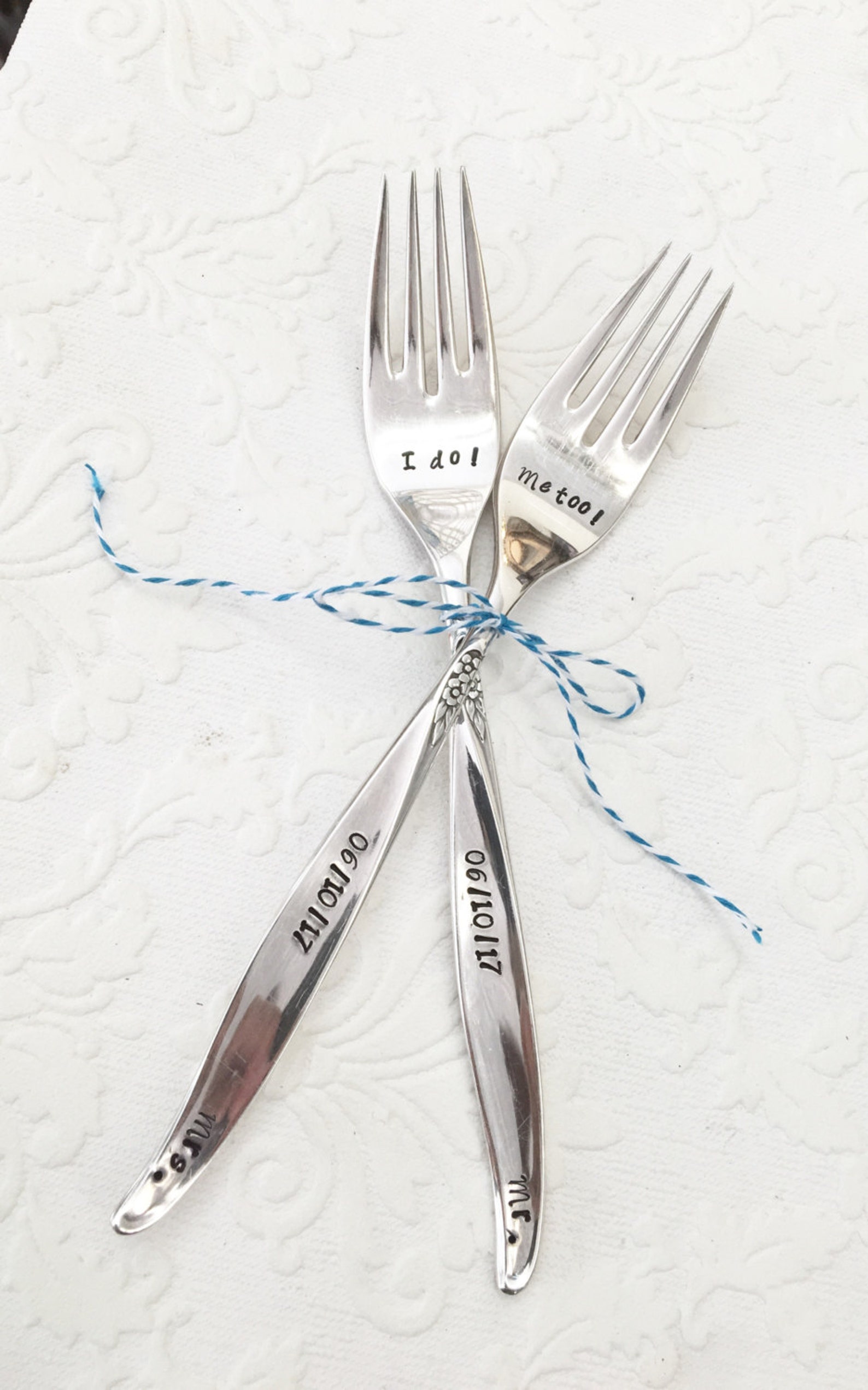 Custom Date Stamped Wedding Fork Set From Girl Ran Away With | Etsy