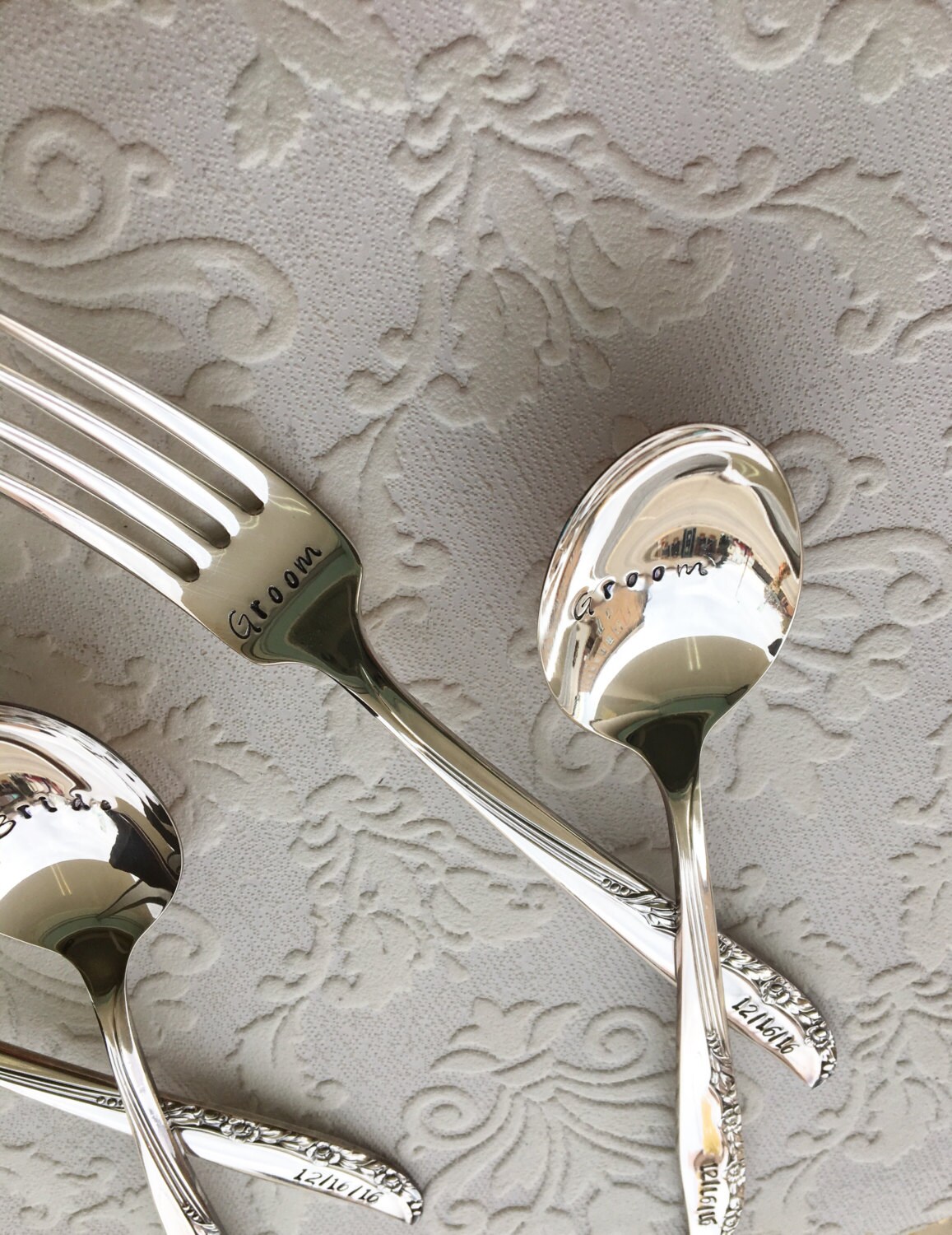 Bride and Groom Wedding Fork and Spoon Set Customizable - Etsy