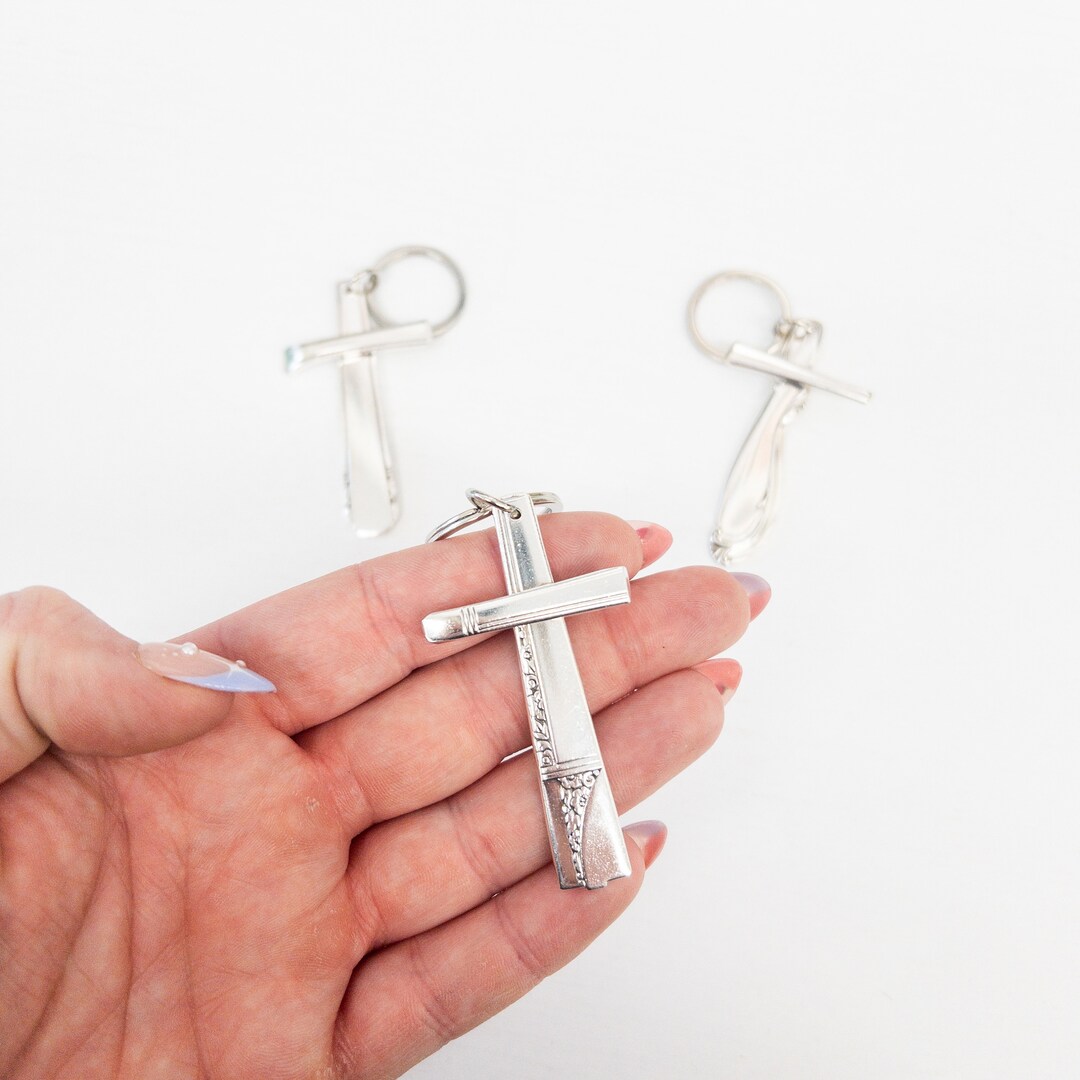 Silverware Handle Cross Keychain - Etsy