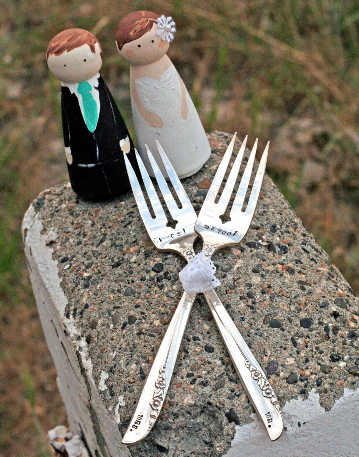 Custom Date Stamped Wedding Fork Set from Girl Ran Away with | Etsy