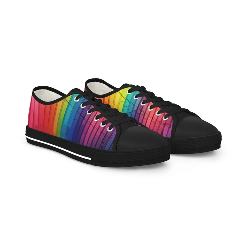 Men's Pride Spectrum Edge Low Cut Sneakers, Rainbow Geometric Shoes ...