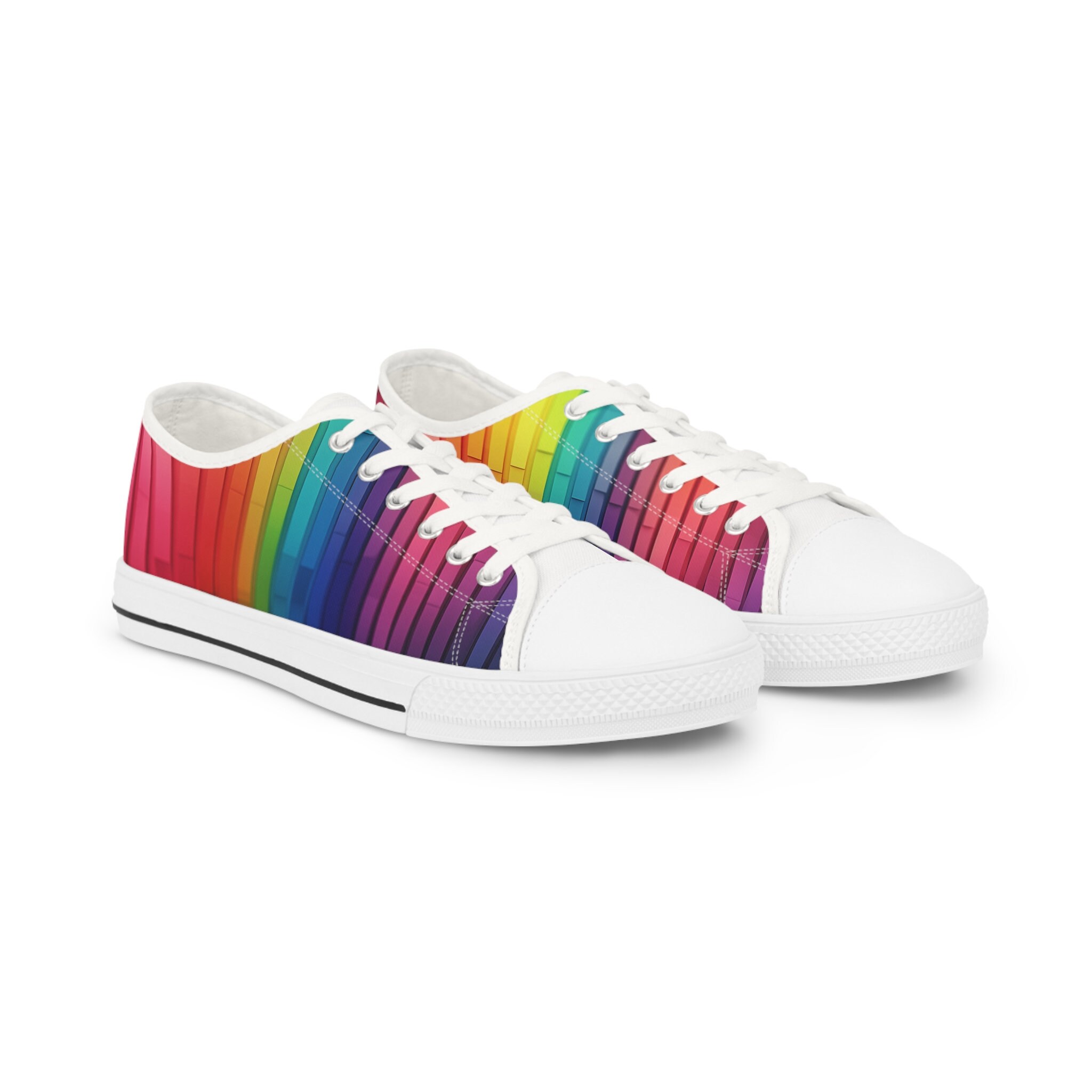 Men's Pride Spectrum Edge Low Cut Sneakers, Rainbow Geometric Shoes ...