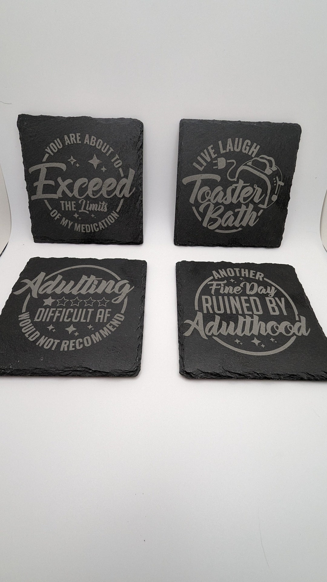 Sarcastic Sayings Pack of 4 Slate Coasters - Etsy