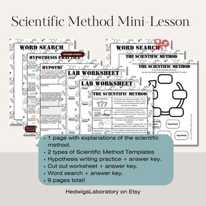 Scientific Method Mini-lesson Worksheets for Print or Tablet Use, Word ...