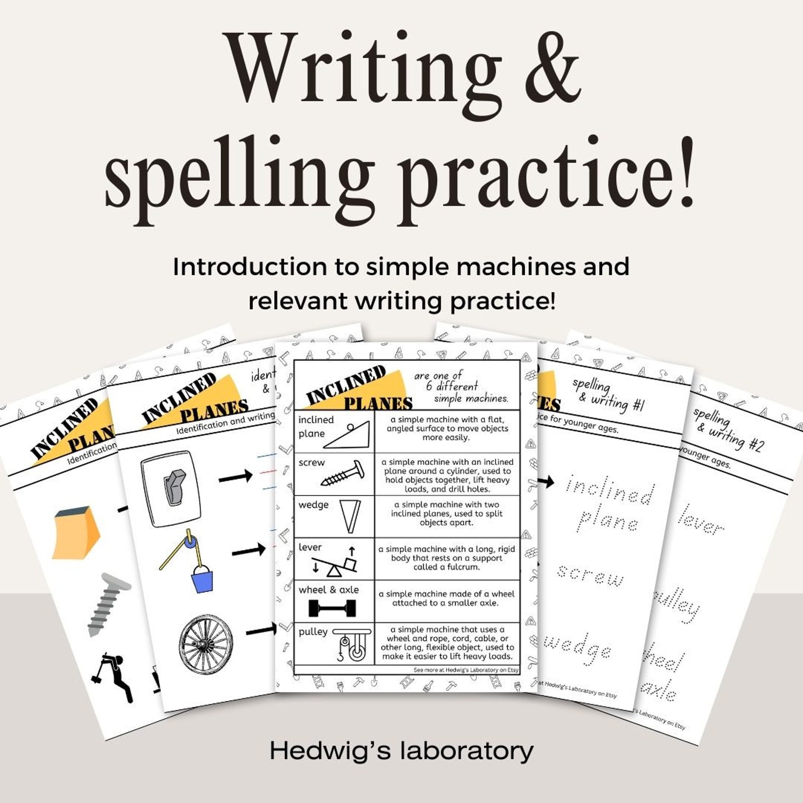 Inclined Planes, Introduction to Simple Machines, Science/physics Mini ...