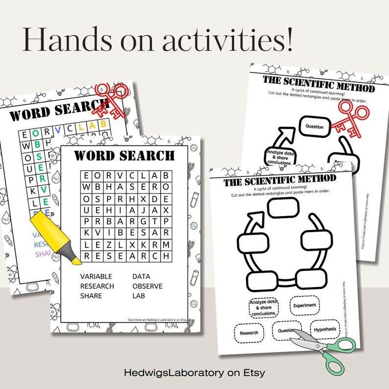 Scientific Method Mini-lesson Worksheets for Print or Tablet Use, Word ...